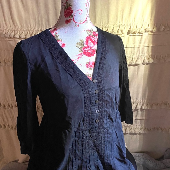 Johnny Was | Tops | Johnny Was Buttoned Fitted Blo | Poshmark